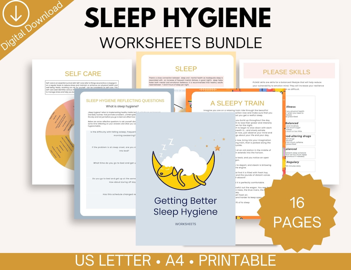 Sleep Hygiene Worksheets, Sleep Journal, Sleep Habits, Nightmare ...