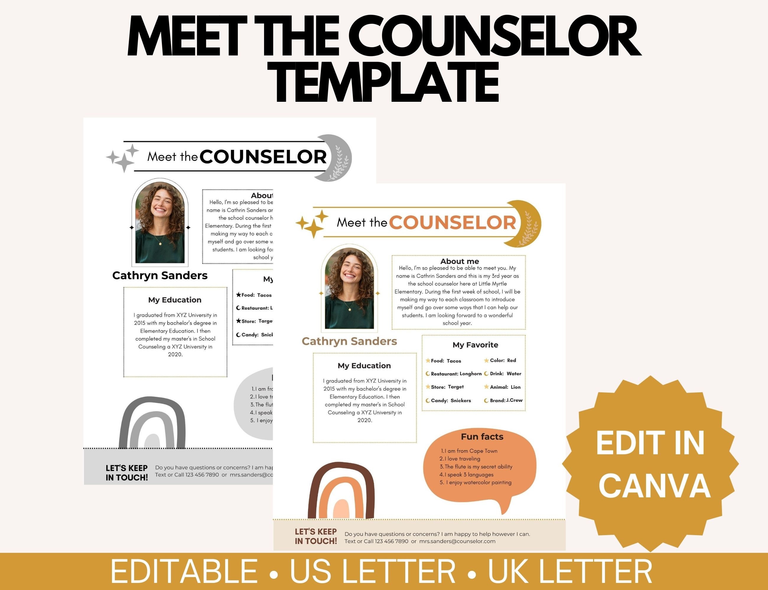 Meet the Counselor Canva Template(instant Download) (editable),meet the ...