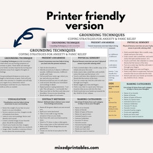Grounding Techniques Cheat Sheet: Anxiety Coping Skills Cards (digital ...