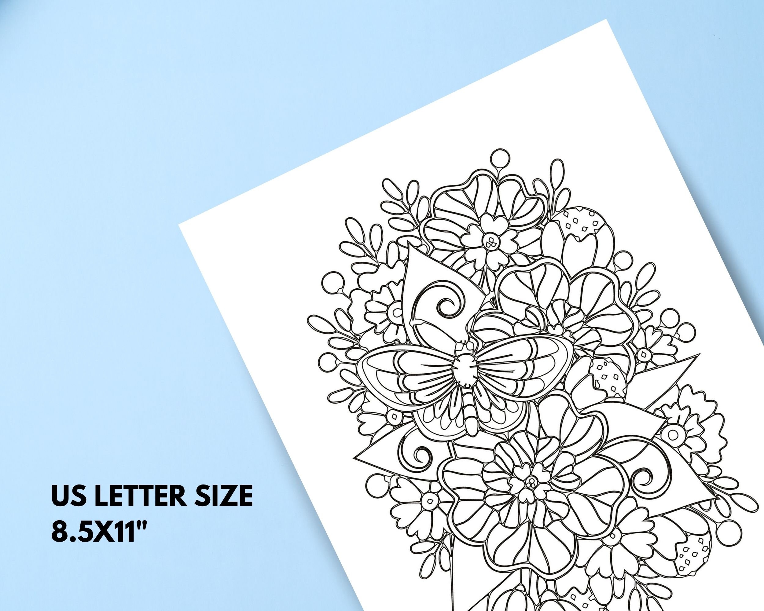 Floral Flower Coloring Pages, Digital and Printable Mindfulness ...