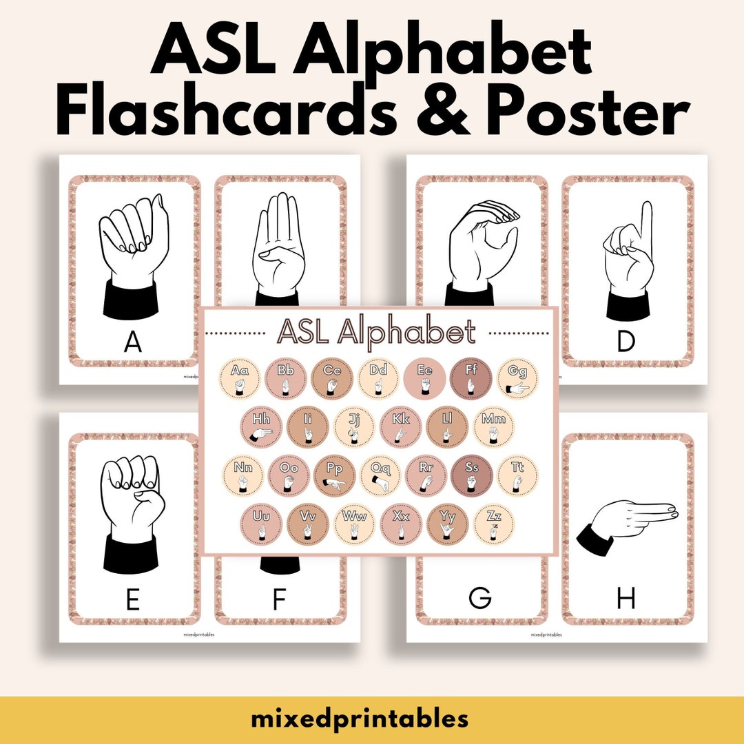 ASL Alphabet Printable, American Sign Language Alphabet ASL Flashcards ...
