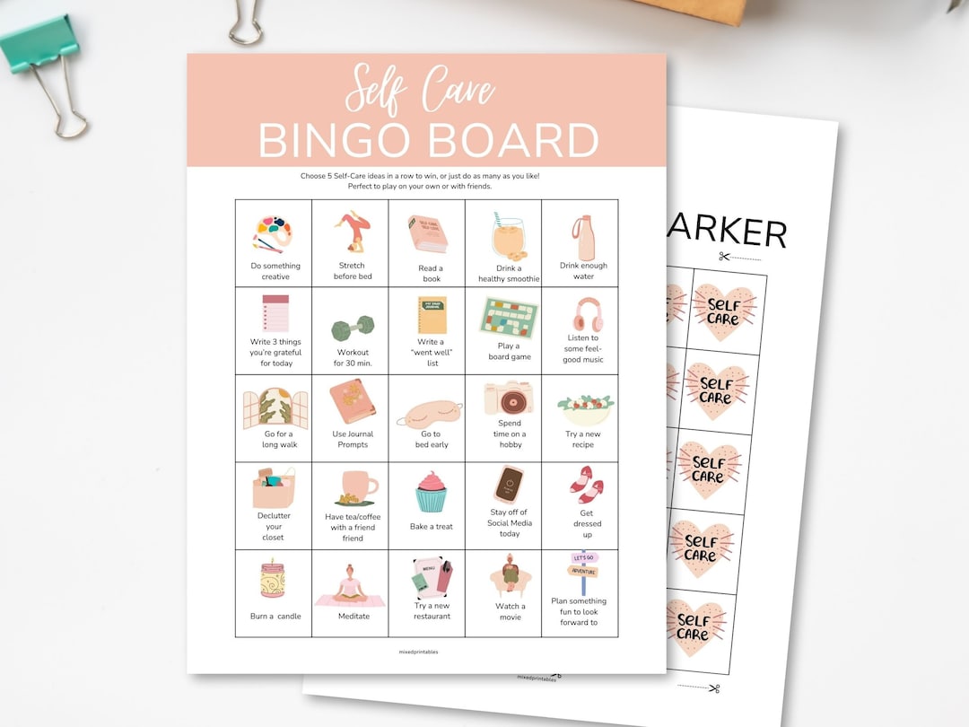Self-care Bingo Printable | SEL Game for Kids & Adults | Wellness Bingo ...