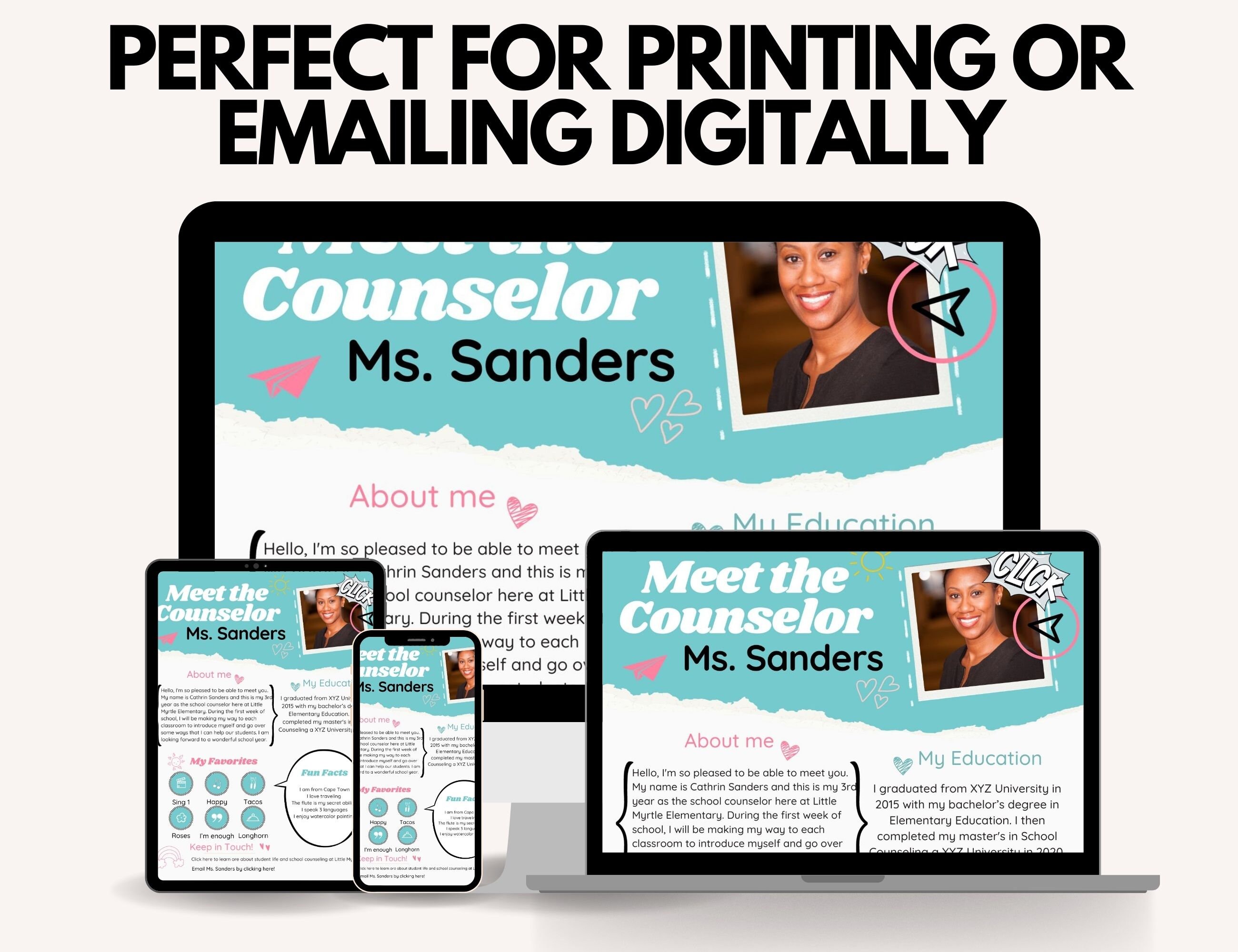 Editable Meet the Counselor Template | Canva School Counseling Resource ...