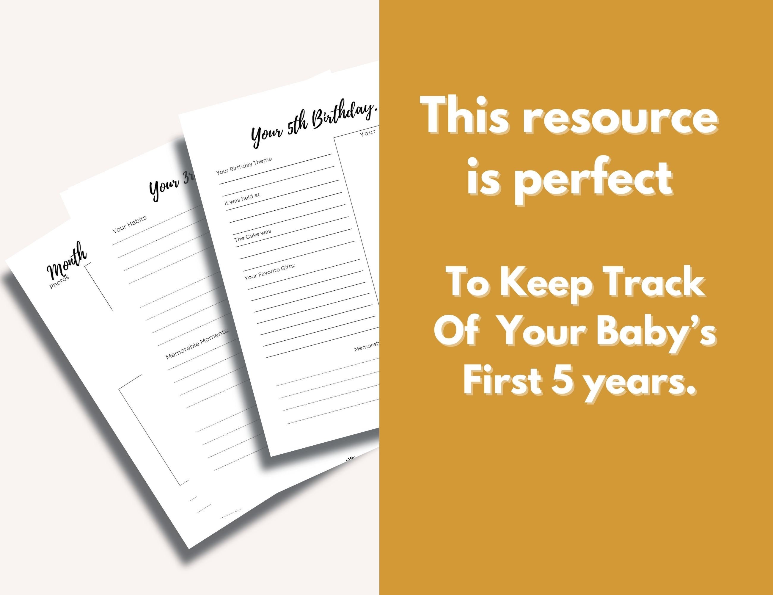 Baby Milestone Memory Book Template, Baby First Year Scrapbook ...