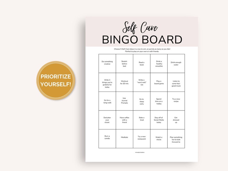 Self Care Bingo, Printable, Mental Health, Mindfulness, Wellness, Self ...