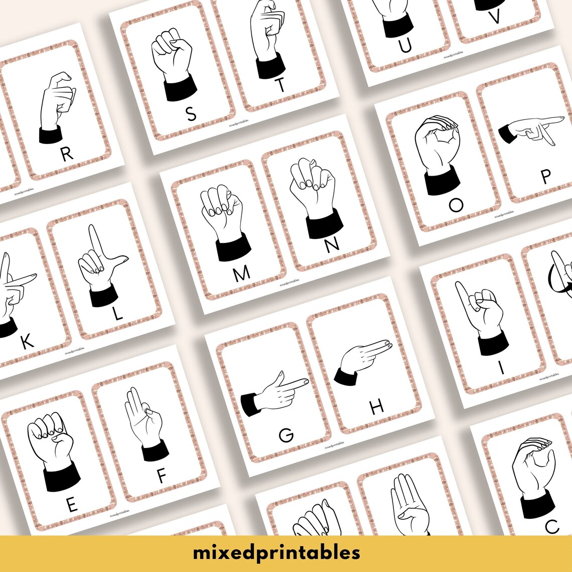 ASL Alphabet Printable, American Sign Language Alphabet ASL Flashcards ...
