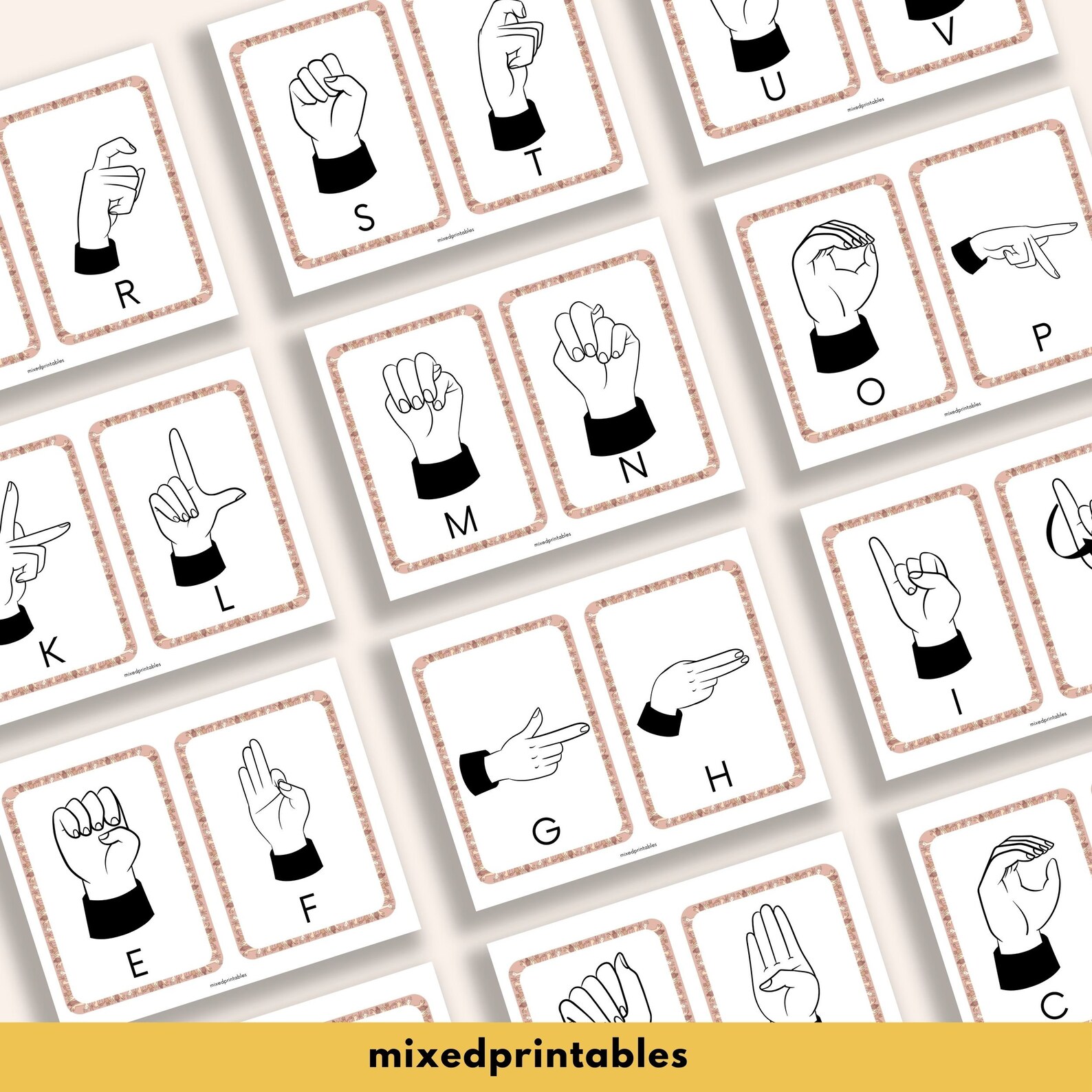 ASL Alphabet Printable, American Sign Language Alphabet ASL Flashcards ...