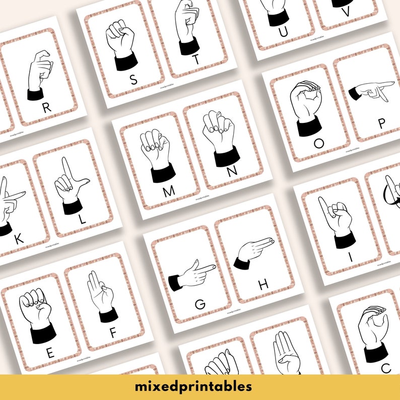ASL Alphabet Printable, American Sign Language Alphabet ASL Flashcards ...