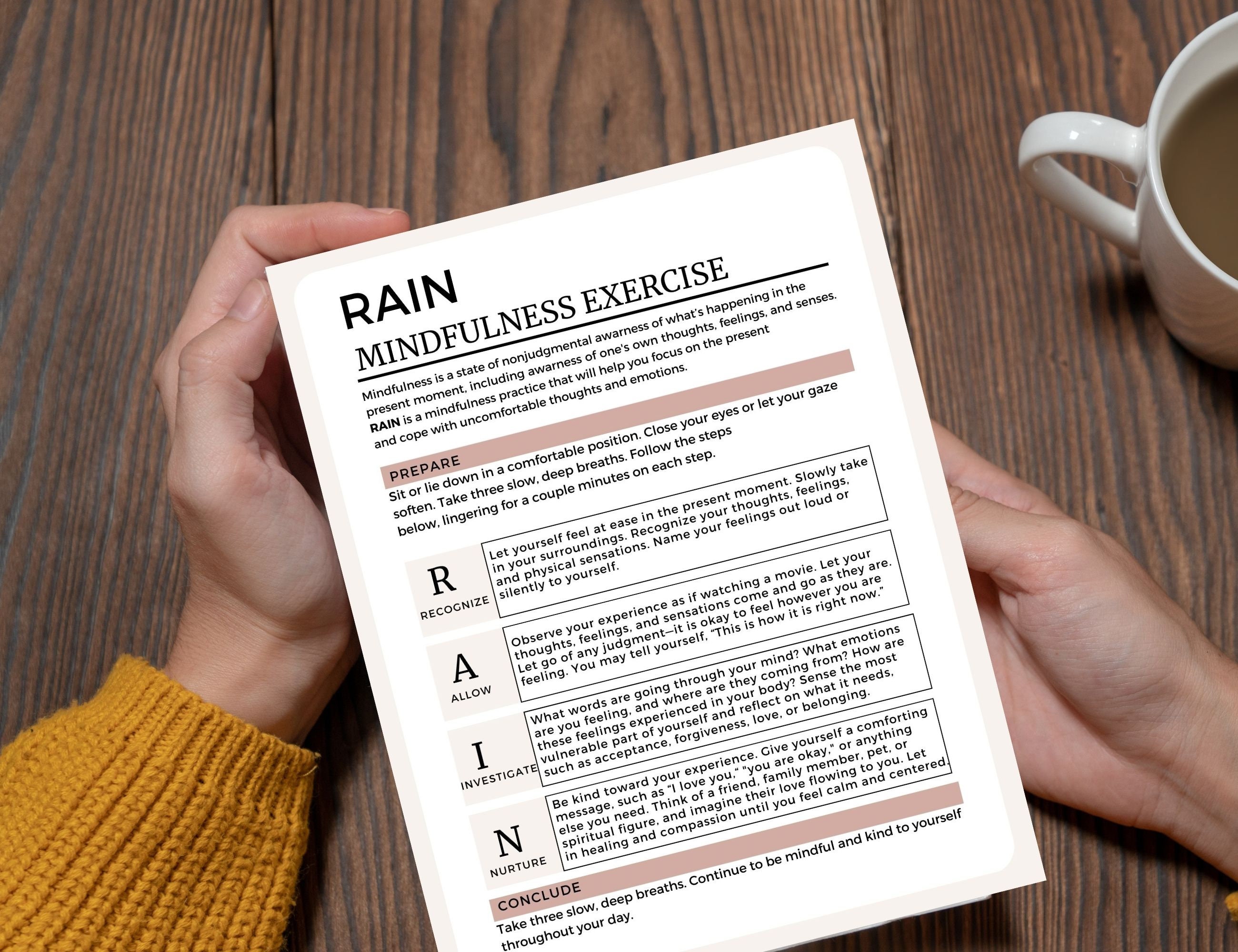 Rain Mindfulness Worksheet, Therapy Worksheet, Therapy Office Decor ...
