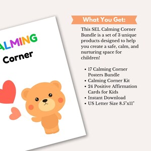 SEL Calming Corner Bundle | Printable Affirmation Cards, Calming Corner ...