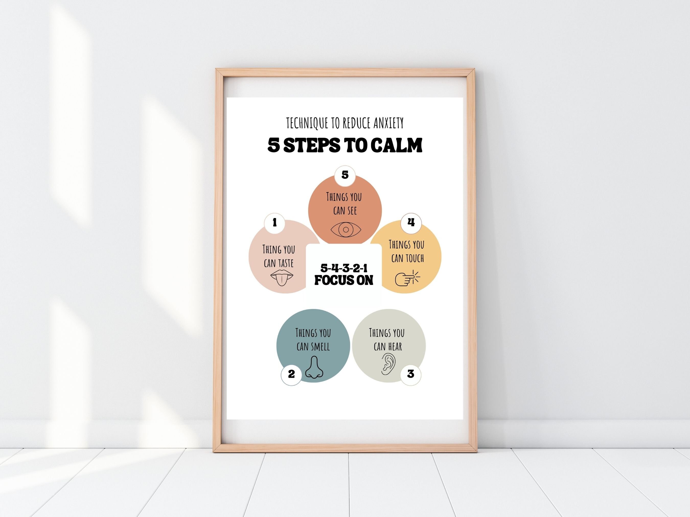 54321 Grounding Technique Poster | Printable Anxiety Management Tool ...