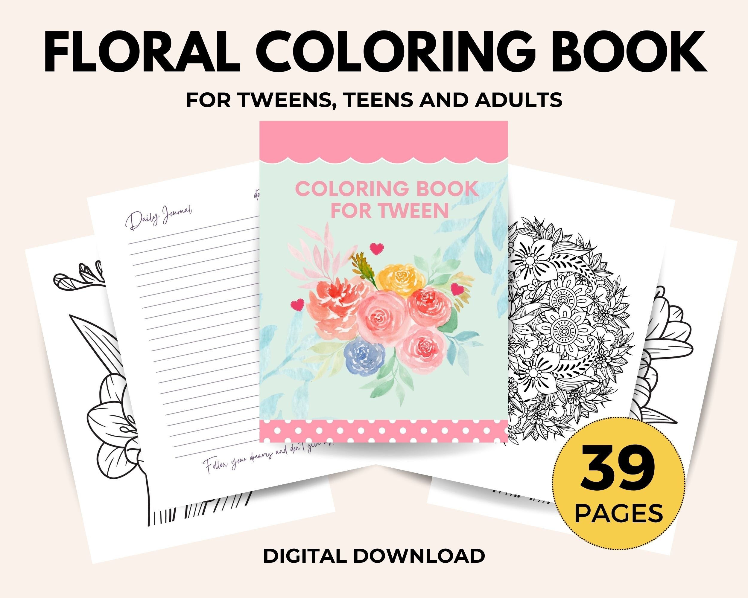 Floral Flower Coloring Pages, Digital and Printable Mindfulness ...