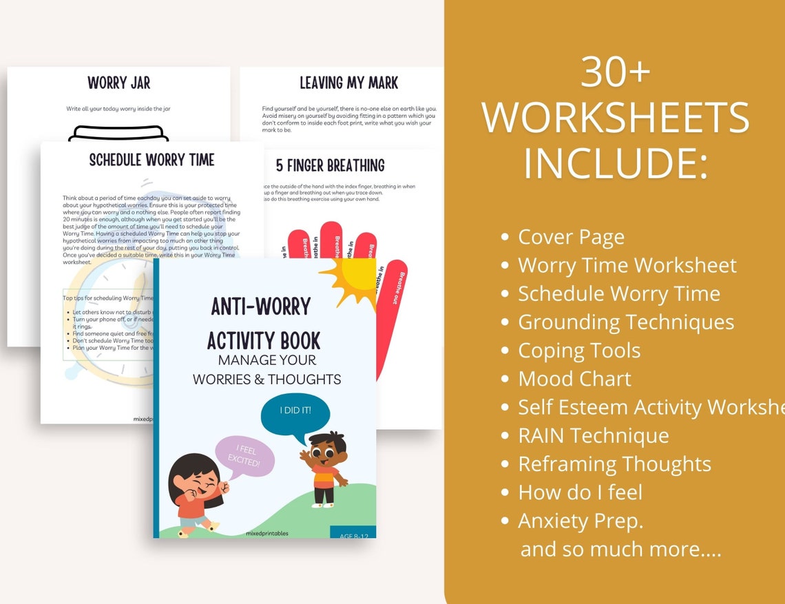 Anxiety Therapy Workbook Printable Worksheets for Panic Worry and ...