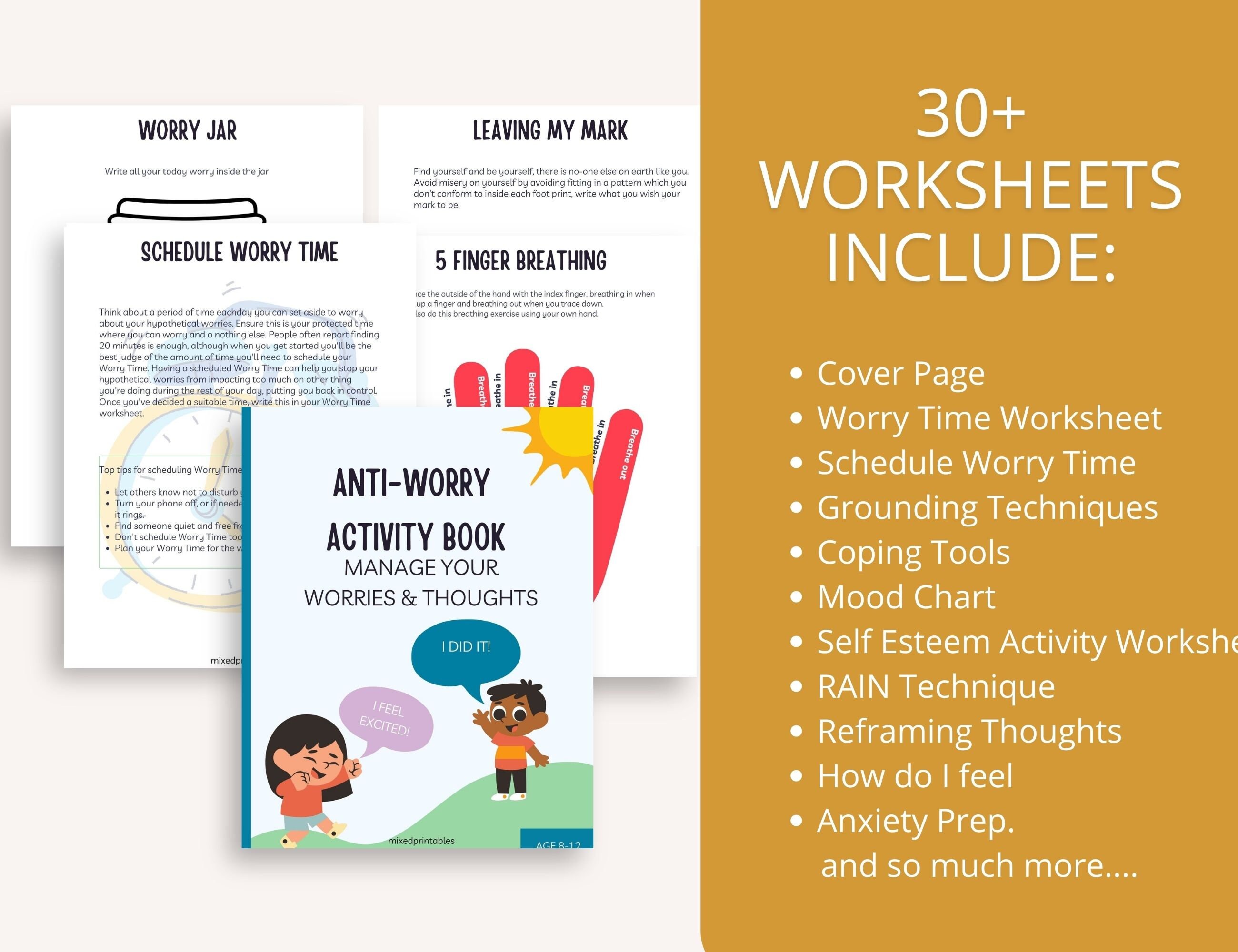 Anxiety Therapy Workbook Printable Worksheets for Panic Worry and ...