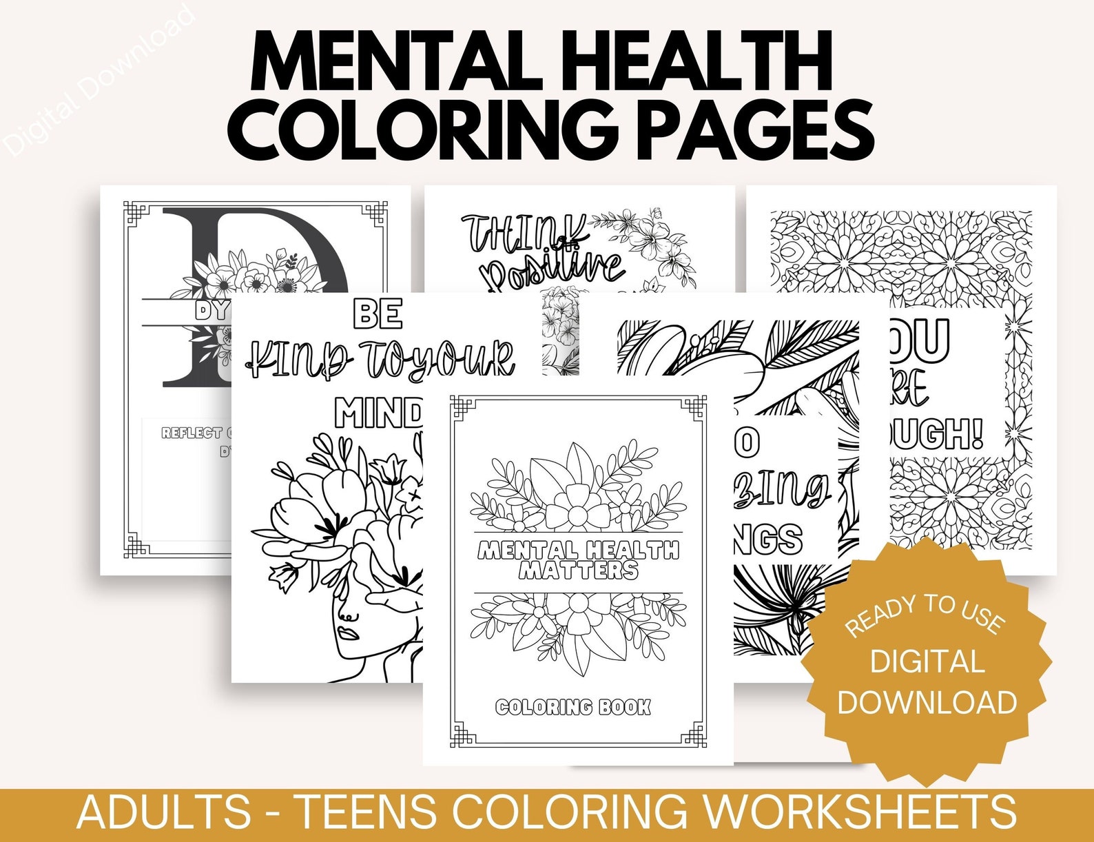 50 Adult Coloring Pages for Mental Health and Relaxation Printable ...