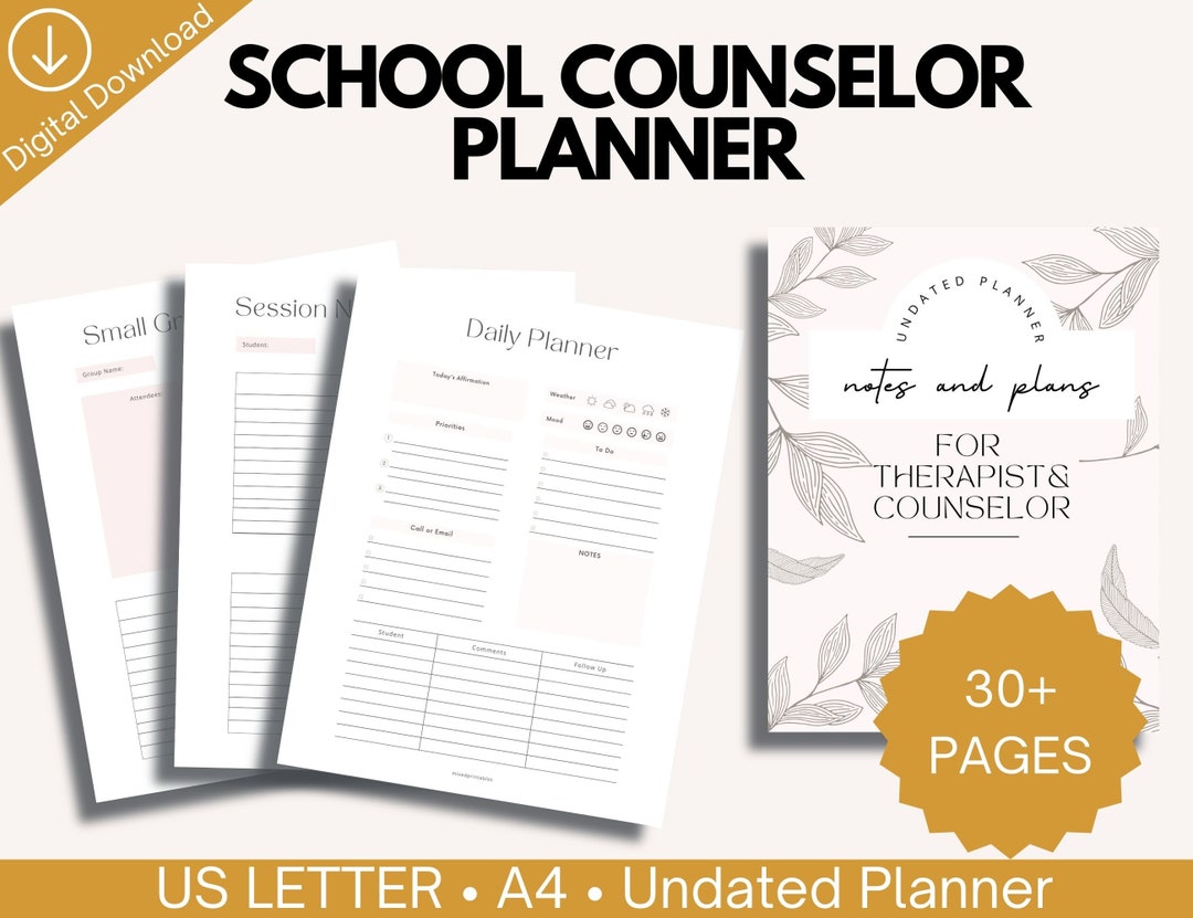 School Counselor Planner Printable | Session Notes & Caseload Tracker ...