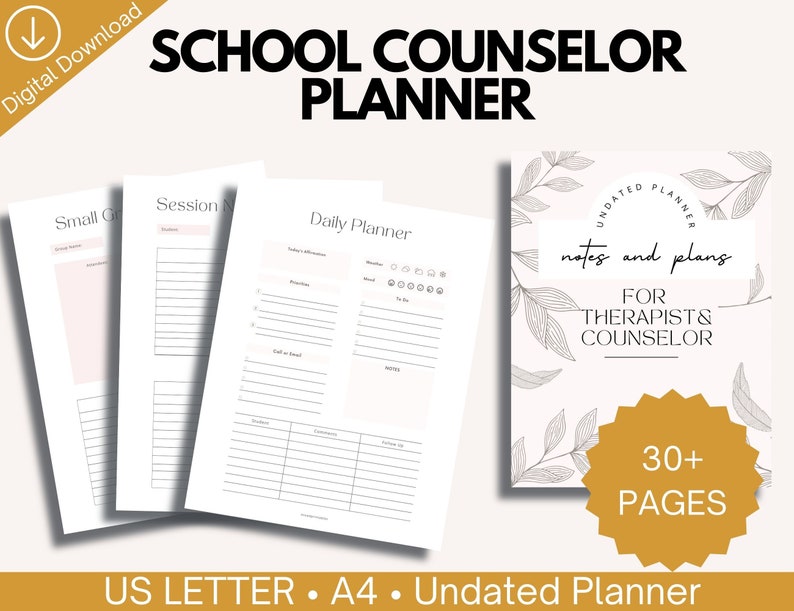 School Counselor Planner Printable Binder – Session Notes and Caseload ...
