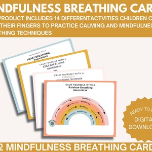 Mindfulness Breathing Exercises Activities for Kids, Breathing Cards ...