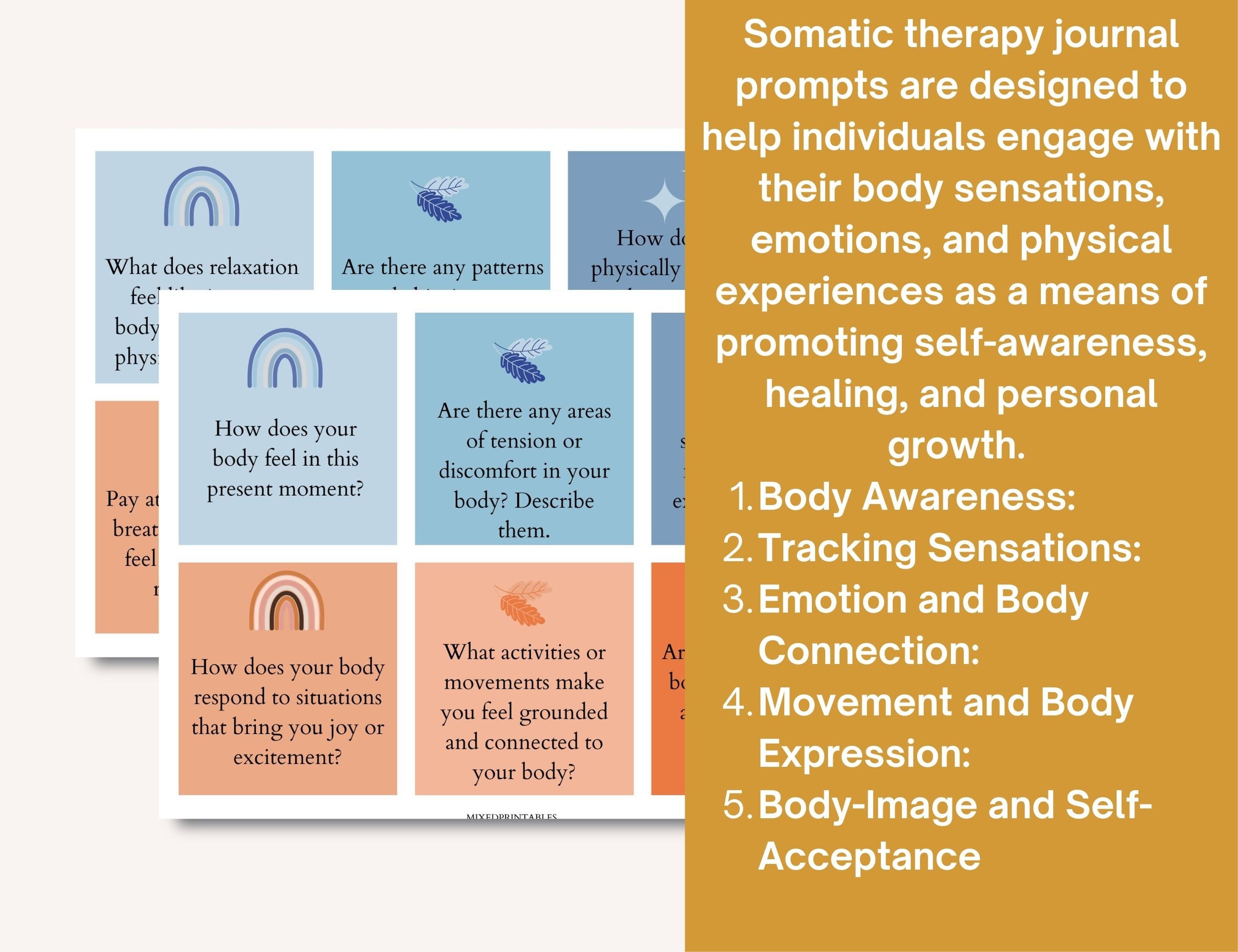 Somatic Awareness Journal Prompts | Printable Body Awareness Question ...