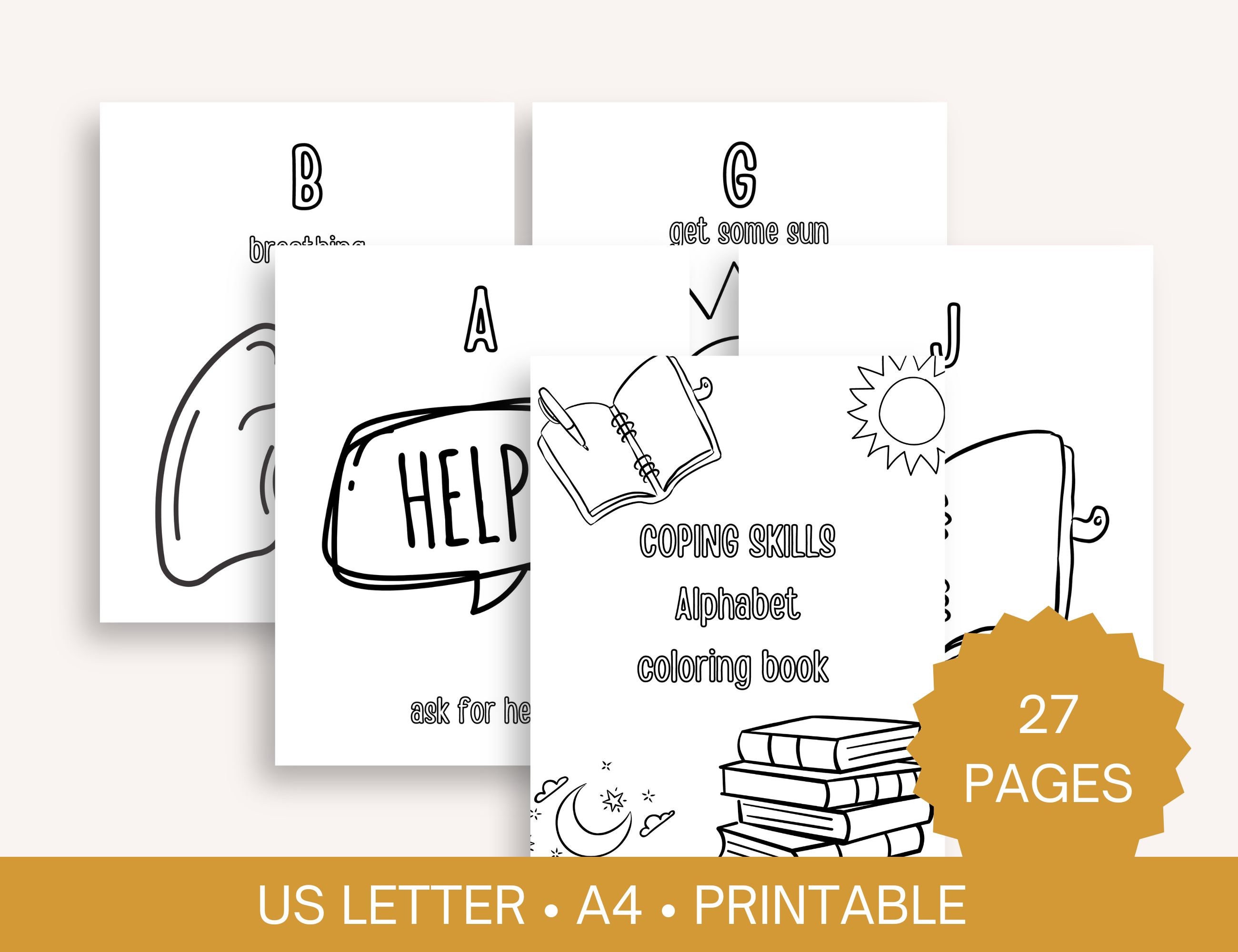 Coping Skills Alphabet Printable Coloring Pages Book - Etsy UK