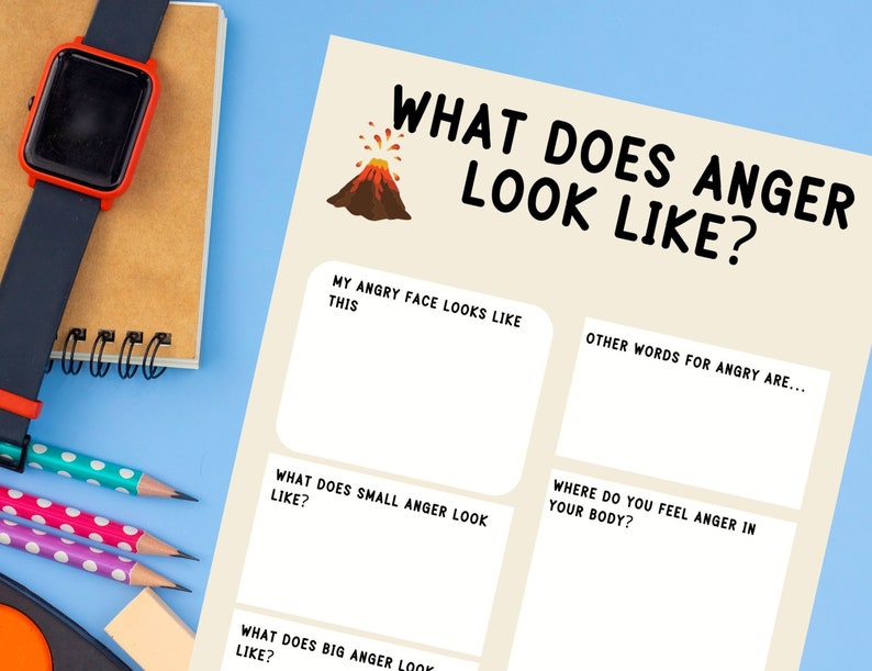 Anger Management Worksheet Workbook for Kids, Coping Skill, Calming ...