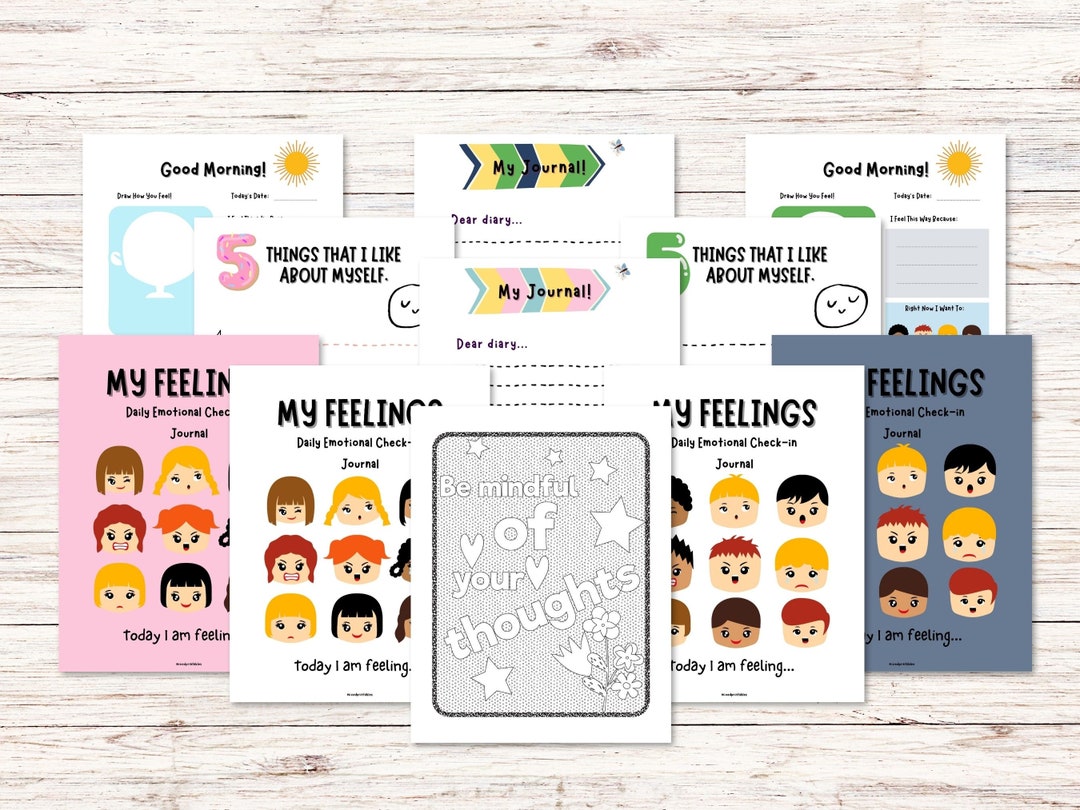 Daily Mood Tracker Journal, Kids Daily Emotions Journal, Daily Journal ...