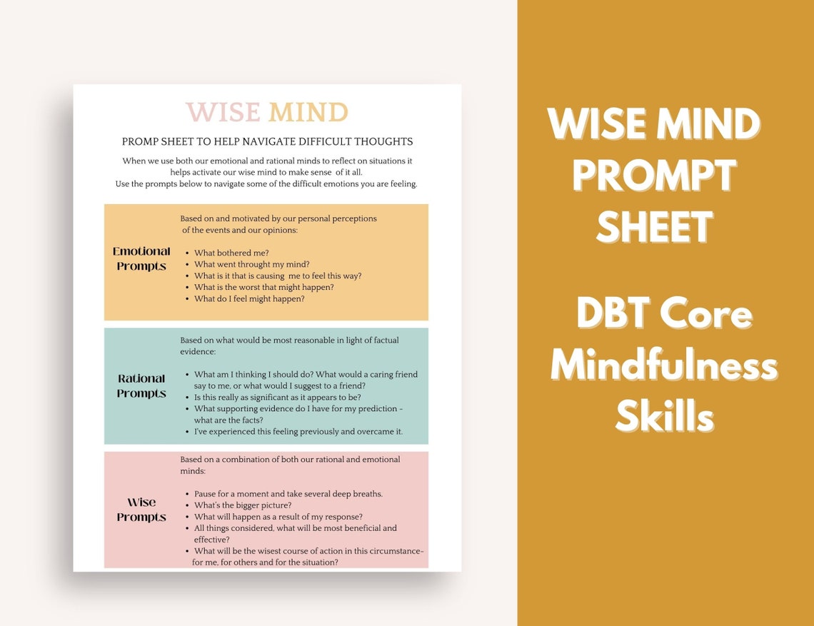 DBT Wise Mind Worksheet PDF | States of Mind Printable | Emotional ...