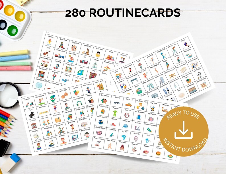 Boho Montessori Daily Routine Cards - 280 Printable Visual Schedules ...