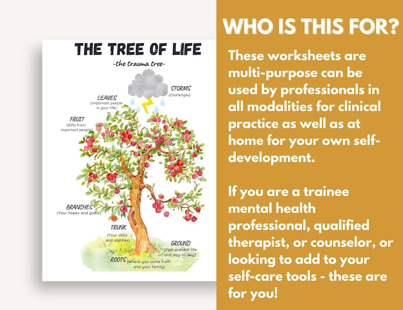 Narrative Therapy Tree of Life for Trauma, Trauma Therapy Worksheets ...