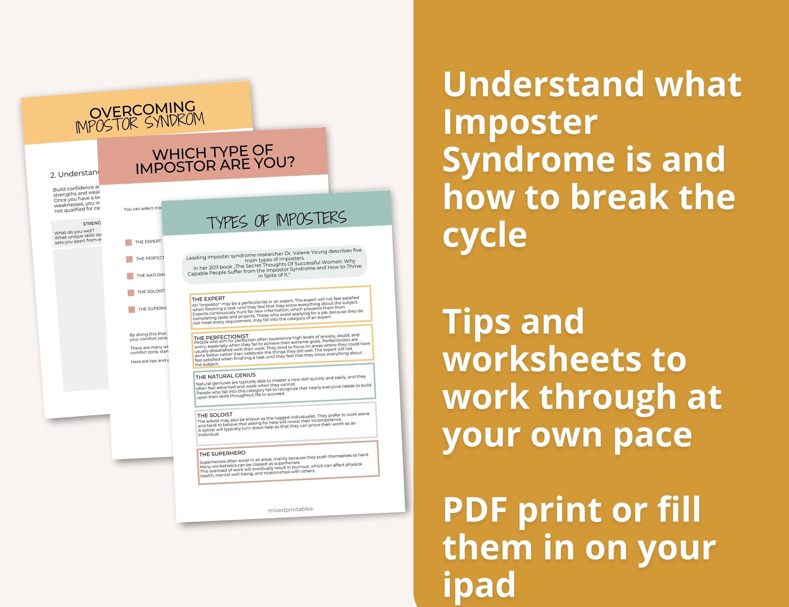 Imposter Syndrome Cycle Worksheets, Therapy Office Decor, Therapy ...