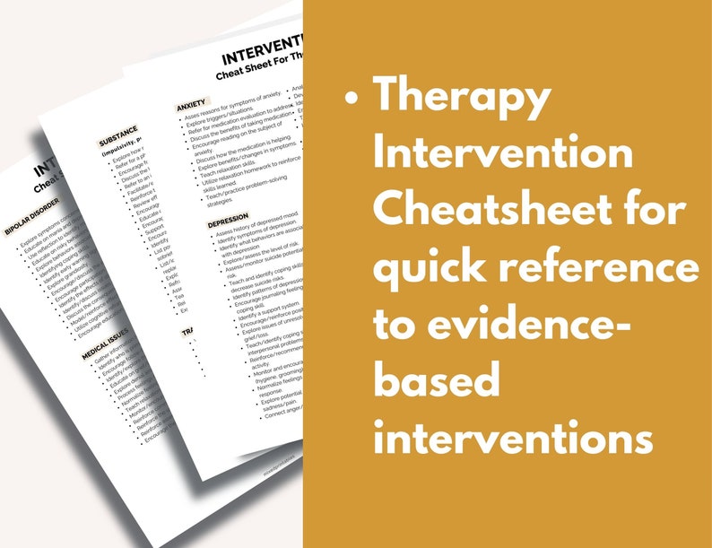 Therapist Notes Downloadable Intervention List, Therapist Tool Template ...