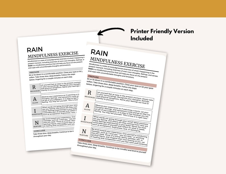 Rain Mindfulness Worksheet, Therapy Worksheet, Therapy Office Decor ...