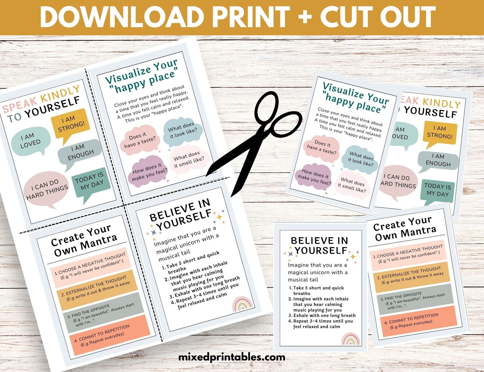 Grounding Techniques Cheat Sheet: Anxiety Coping Skills Cards (digital ...