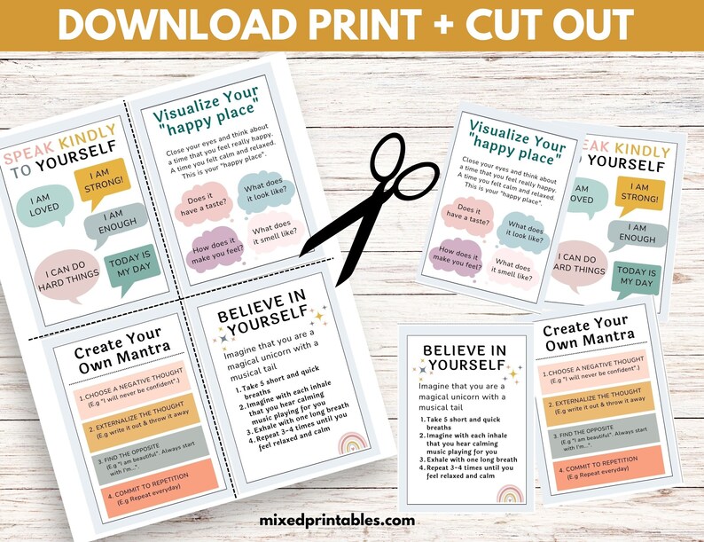 Grounding Techniques Cheat Sheet: Anxiety Coping Skills Cards (digital ...