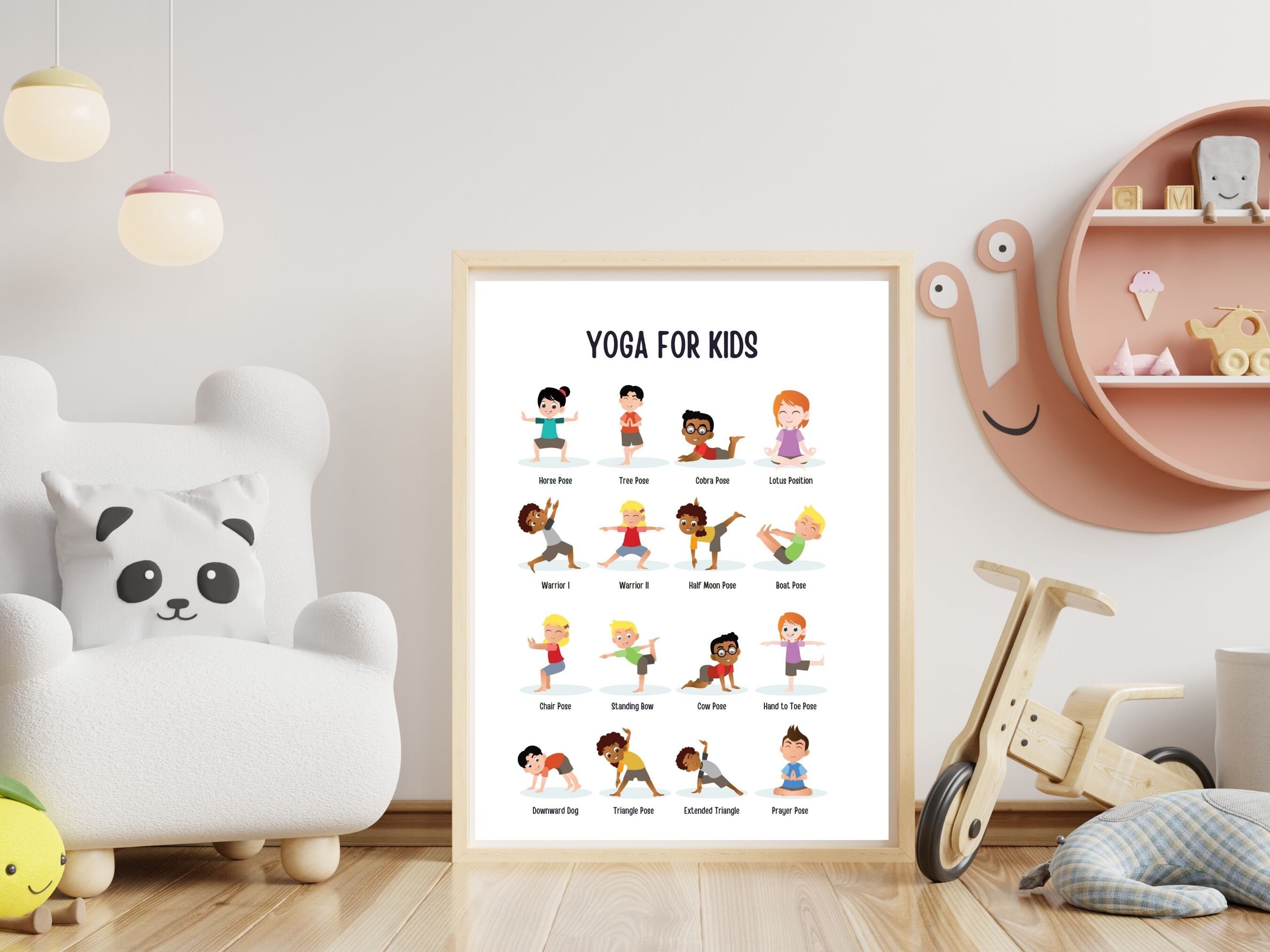 Yoga Poses Poster for Kids Montessori, Morning Yoga Routine for ...