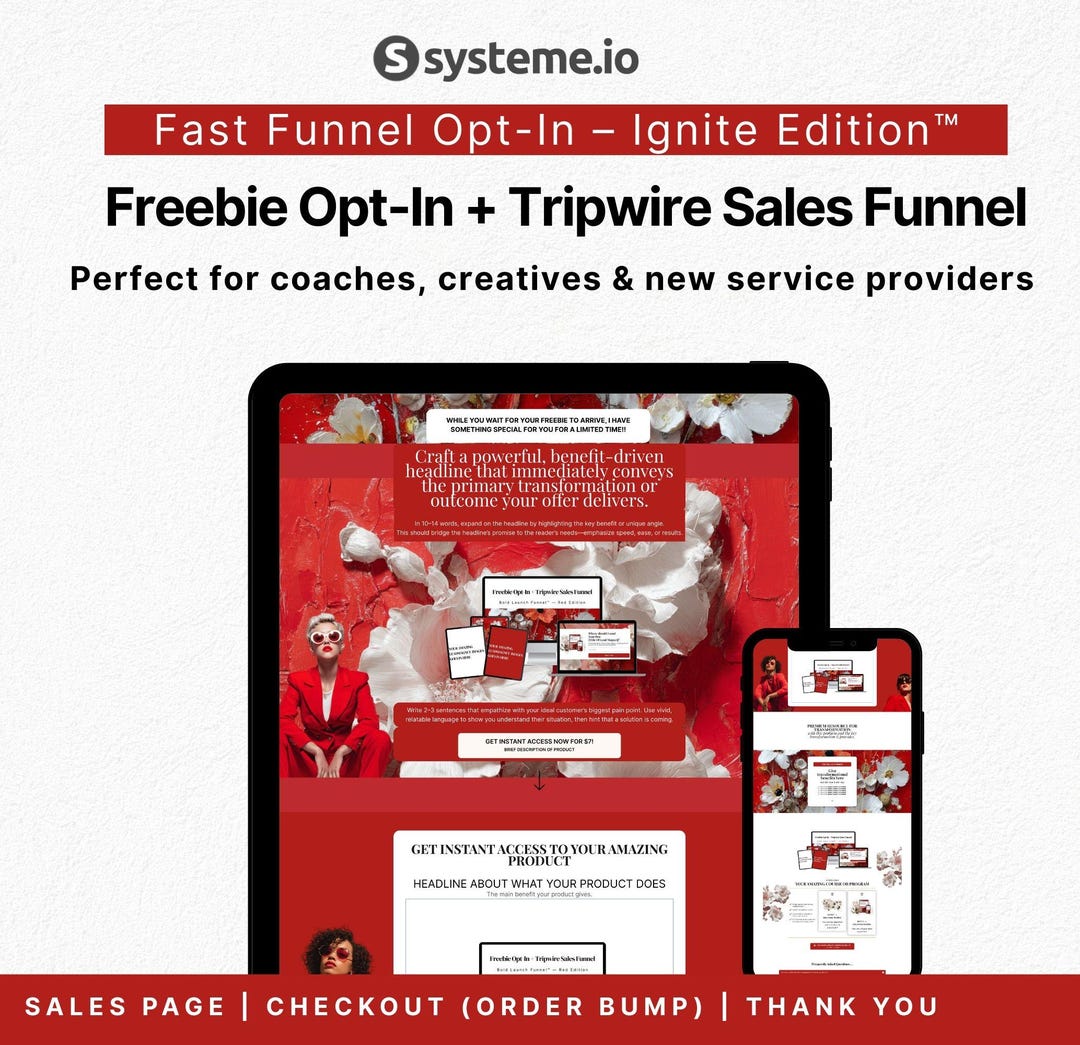 Tripwire Funnel Template for Coaches | Systeme.io Opt-in + Limited Offer Funnel | Ignite Funnel ...