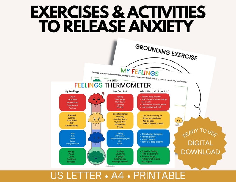 Feelings Chart for Kids, Feelings Thermometer, Emotions Thermometer ...
