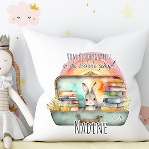 Kissen zur Einschulung Personalisiert mit Namen Schulkind 2023 HASE & REGENBOGEN - Etsy.de