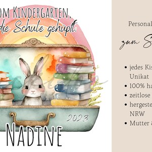 Kissen zur Einschulung Personalisiert mit Namen Schulkind 2023 HASE & REGENBOGEN - Etsy.de