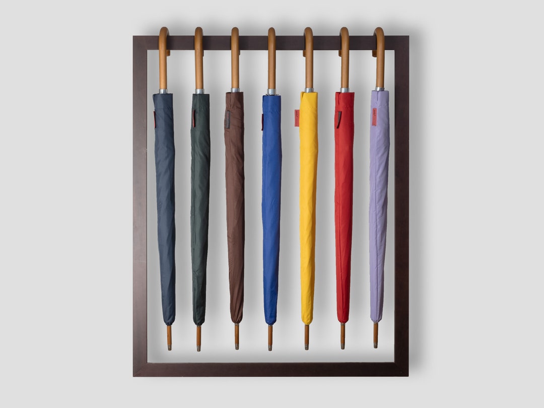 Large Crook / Curve J Handle Umbrella Luxury Real Wood Auto Open Anti ...