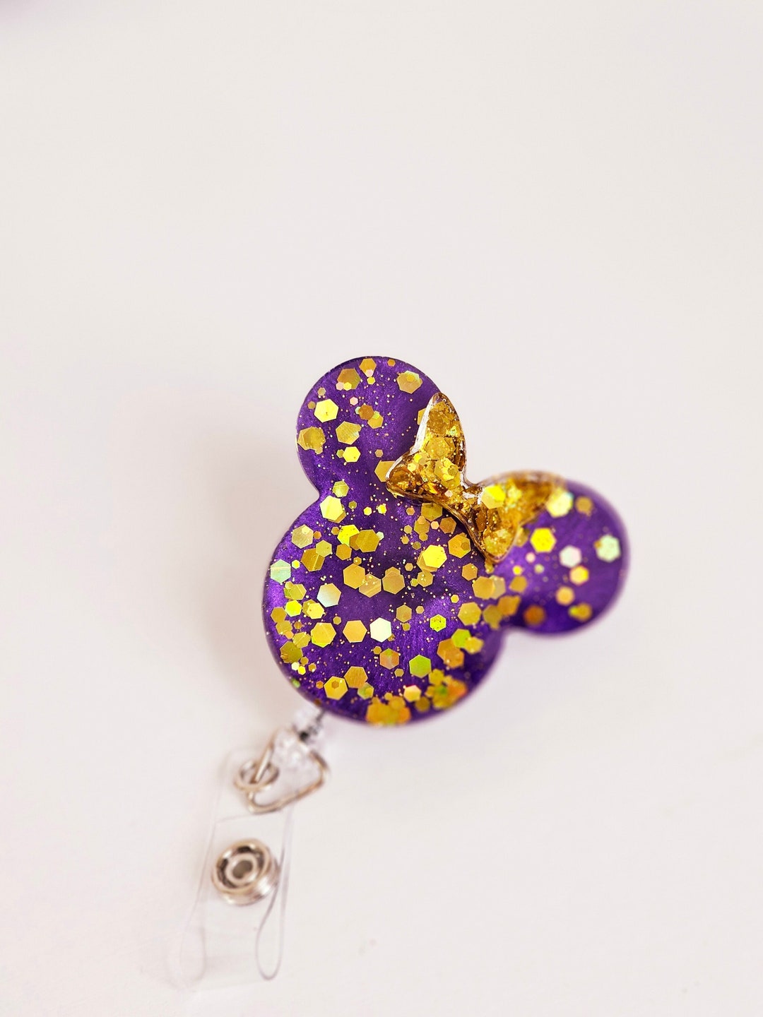 Purple and Gold Mouse Badge Reel Disney Badge Reel Nurse Badge Reel ...