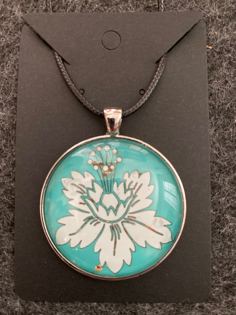 Large Hand Painted Flower Pendant - Etsy
