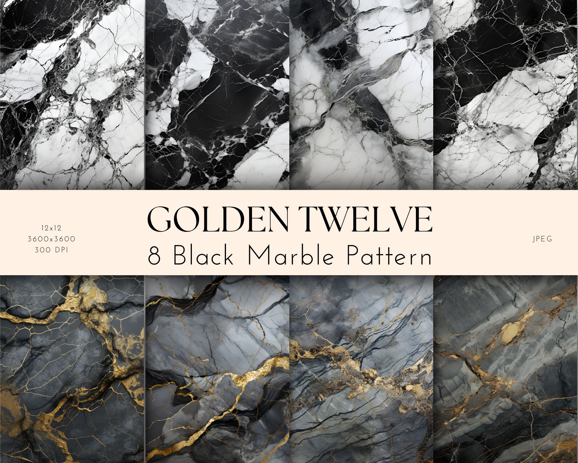 Black Marble Digital Paper. Black and Gold Marble. Marble Pattern ...