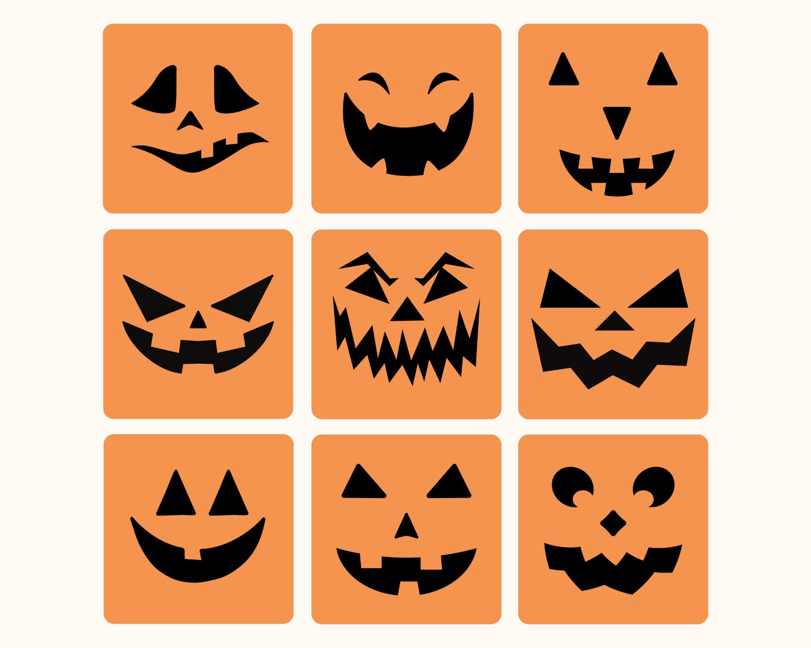 Halloween Bundle Set of 10 Prints, Jack O Lanterns, Pumpkin Faces ...