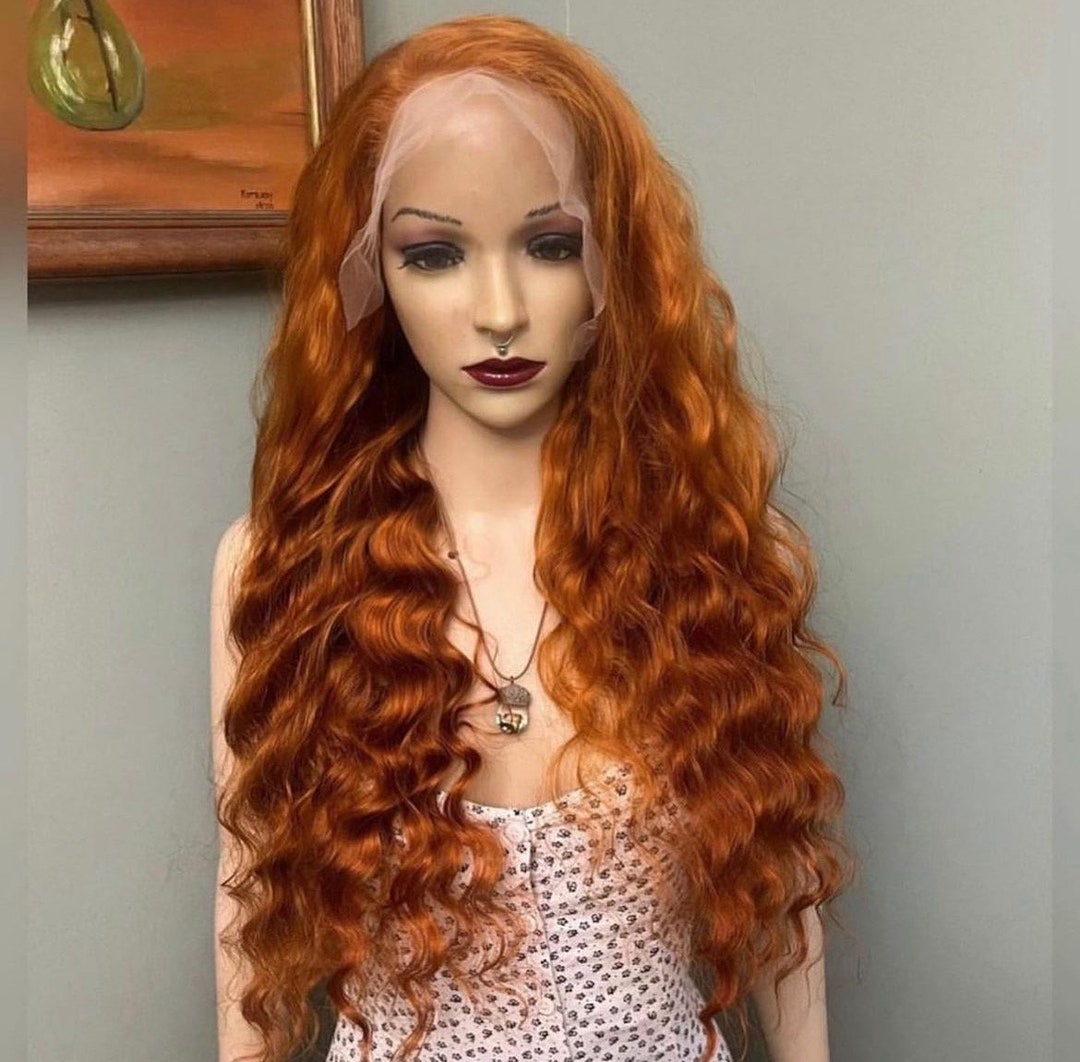 Daily WIG 28 100% BRAZILIAN Human Hair. 180 Density Golden Ginger, 13x6 ...