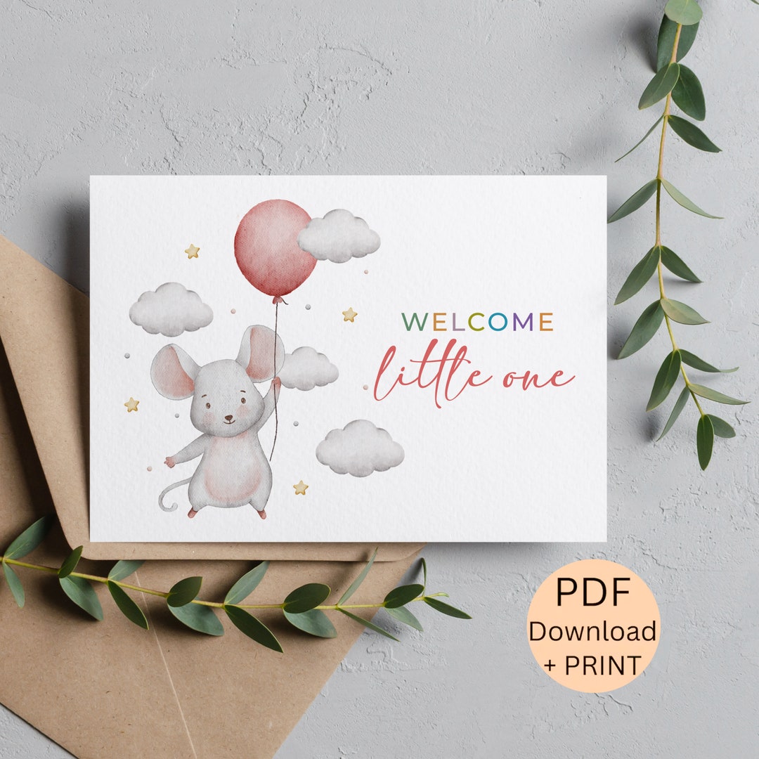 Welcome Little One Printable Card / Instant Download PDF / New - Etsy