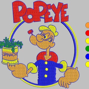 Cartoon Popeye Sailor Man Embroidery Designs - Instant Download Filled ...