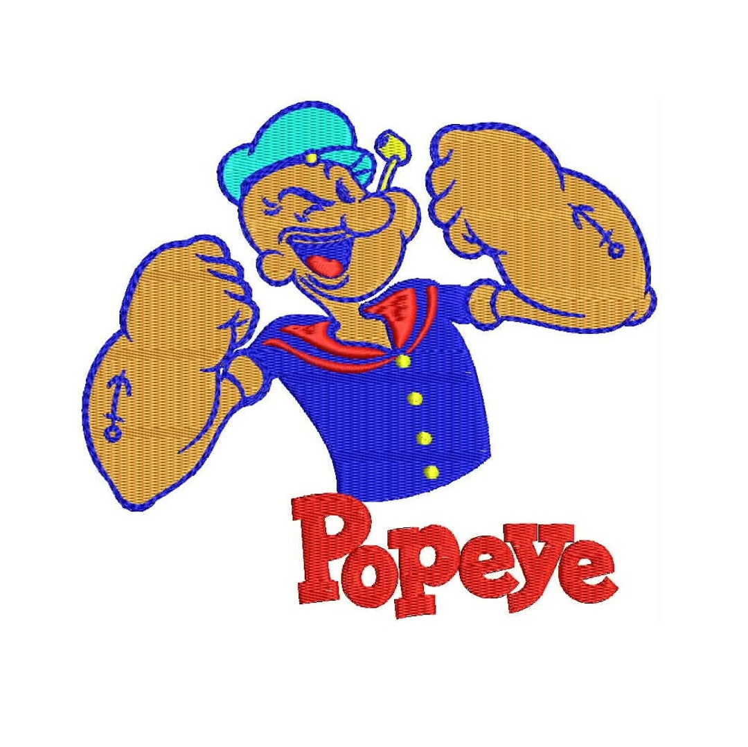 Popeye Embroidery Design - Instant Download Filled Stitches Embroidery ...
