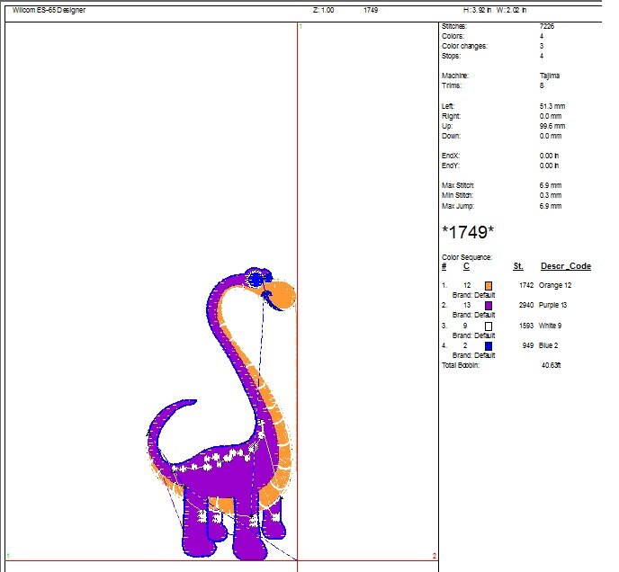 Dinosaur Embroidery Designs Chart Instant Download Filled - Etsy