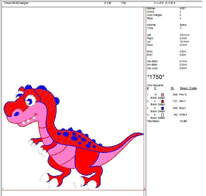 Dinosaur Embroidery Designs Chart Instant Download Filled - Etsy